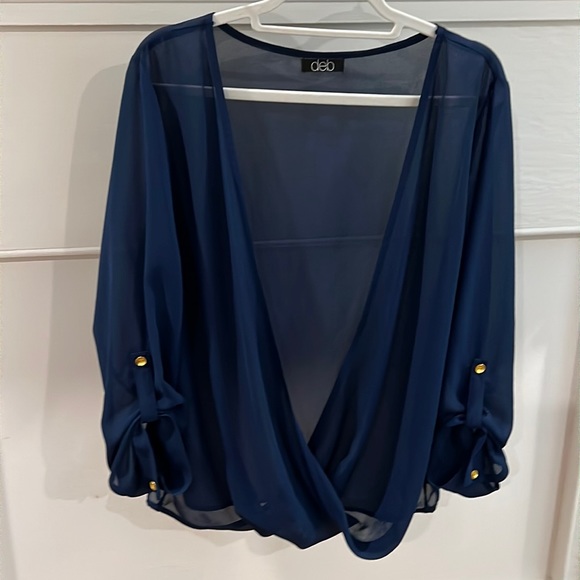 Deb | Tops | Deb Sheer Blue Blouse Size 3x | Poshmark